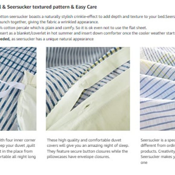 Pinzon | Bedding | Seesucker Duvet Cover Set W 2 Shams 0 Cotton Stripes ...